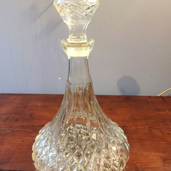 Accents | Vintage Diamond Cut 1q Captians Ship Decanter Bottle Bar Ware ...